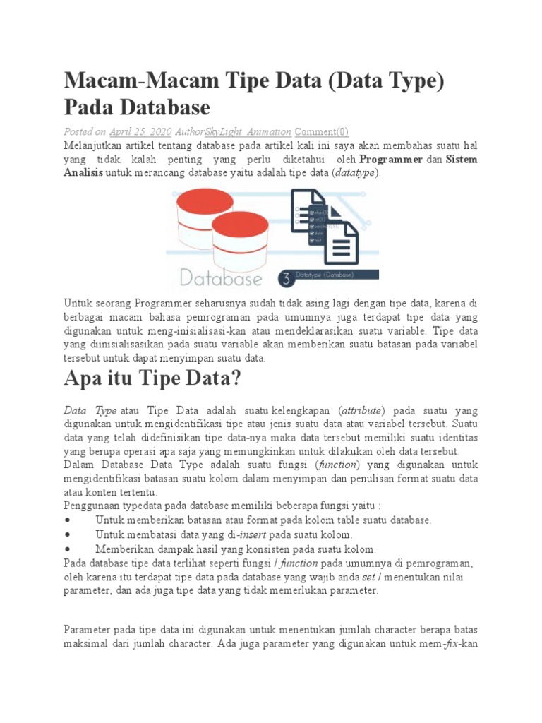 Materi 3.5 Memahami Tipe Data Pada Basis Data | PDF
