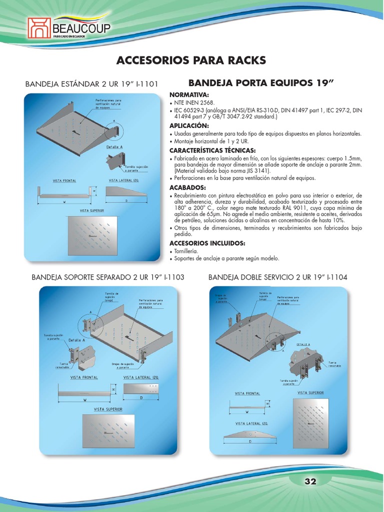 Bandejas para Rack | PDF | Materiales de construcción | Materiales