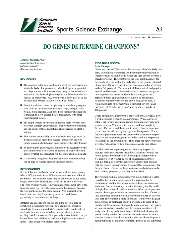 Do Genes Determine Champions? | PDF | Muscle | Genetics