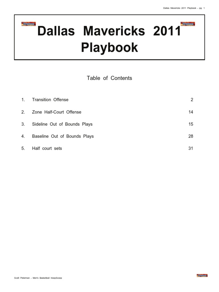 Dallas Mavericks 2011 Playbook Overview | PDF | Games Of Physical Skill ...
