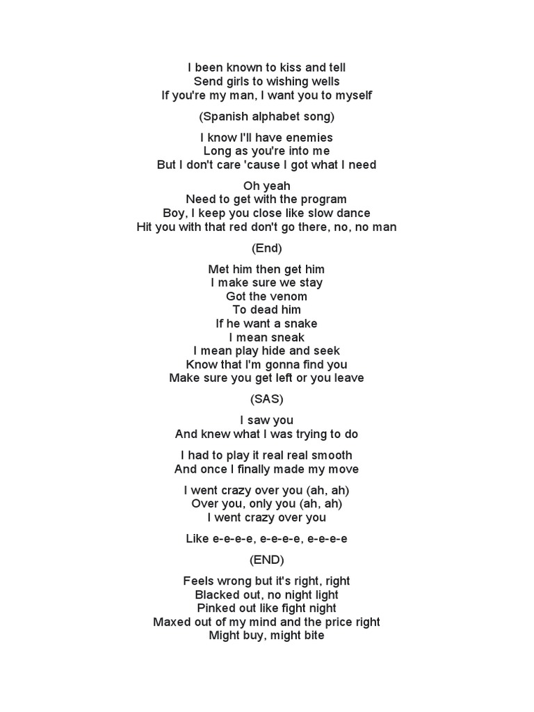 Crazy Over You Song Pdf