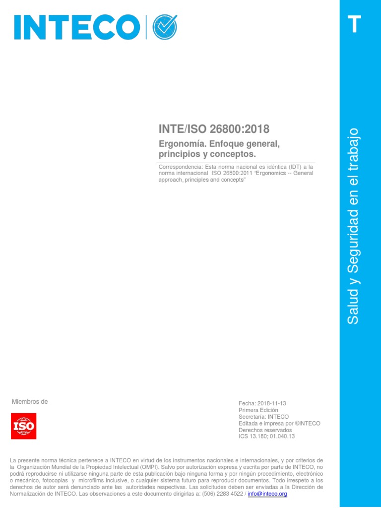 Inte Iso 26800 2018 | PDF | Factores humanos y ergonomía | Diseño