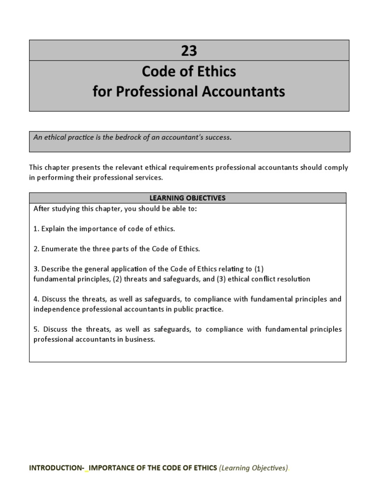 Code of Ethics for Accountants Explained | PDF | Audit | Conflict Of ...