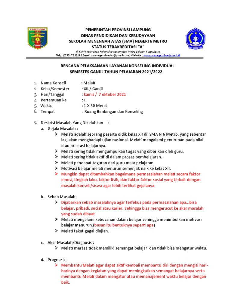 RPL Konseling Person-Centered Therapy - INDRI WIRANTI | PDF