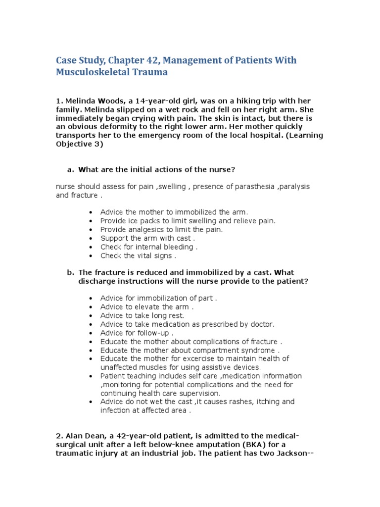 Case Study, Chapter 42, Management of Patients With Musculoskeletal ...