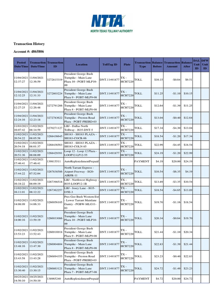 Transaction History | PDF | Transportation Engineering | Transport