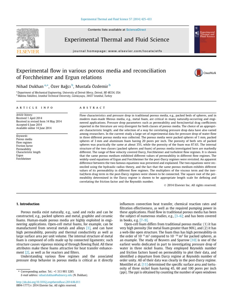 Flow Characteristics in Porous Media | PDF | Porosity | Permeability ...