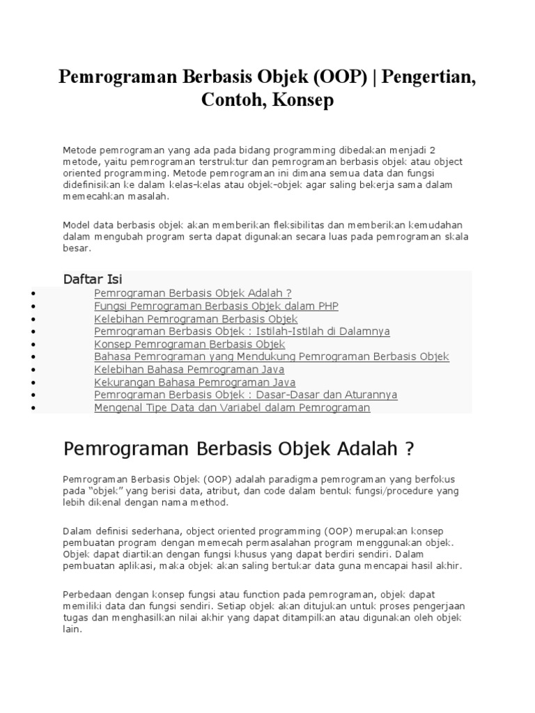 Pemrograman Berbasis Objek | PDF