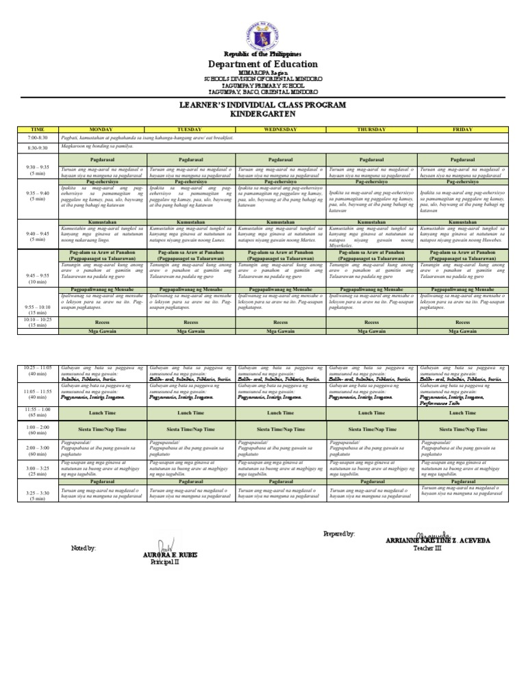 LINGGUHANG GABAY SA PAGTUTURO SA KINDERGARTEN Edited | PDF LINGGUHANG GABAY SA PAGTUTURO SA KINDERGARTEN Edited | PDF