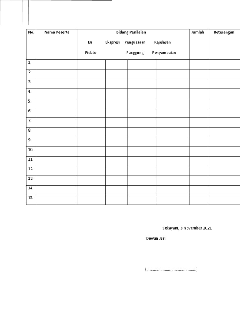 Format Penilaian Pidato | PDF