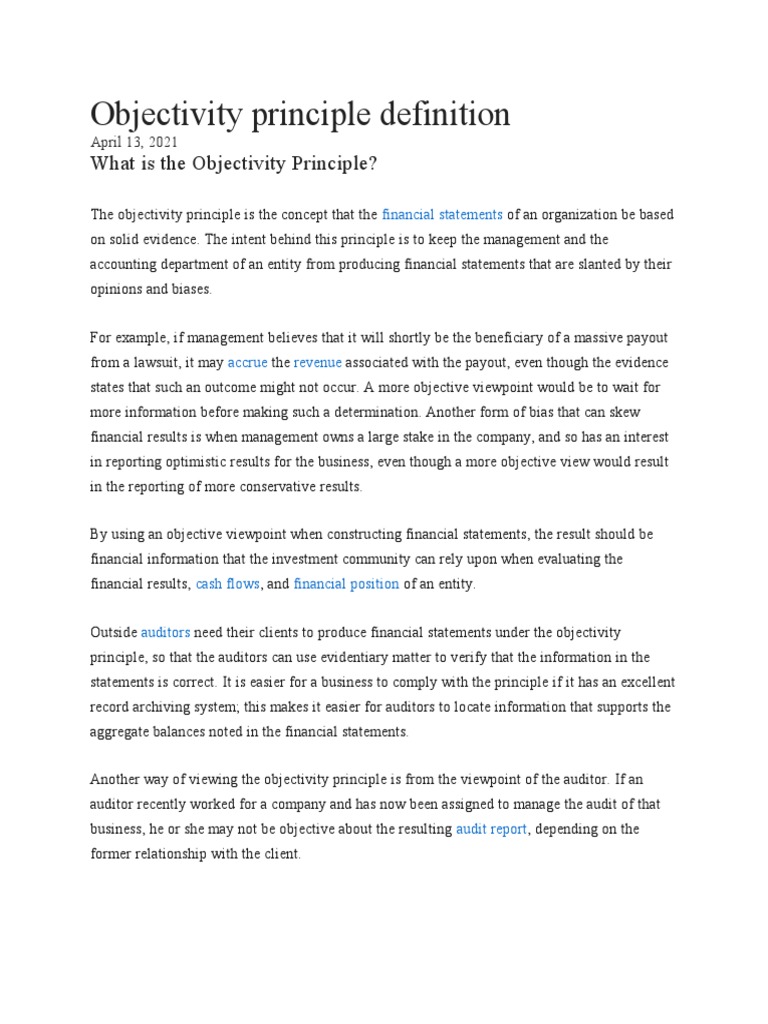 Objectivity Principle Definition | PDF