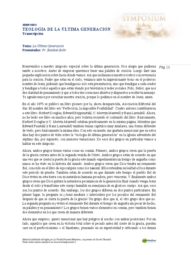 Simposio sobre Teología de la Última Generación | PDF | Jacob | Miguel ...