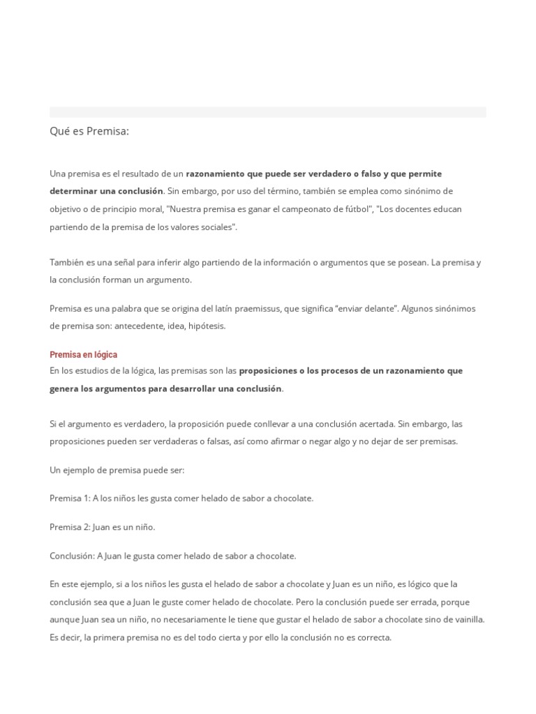 PREMISAS | PDF | Razón | Teorías filosóficas