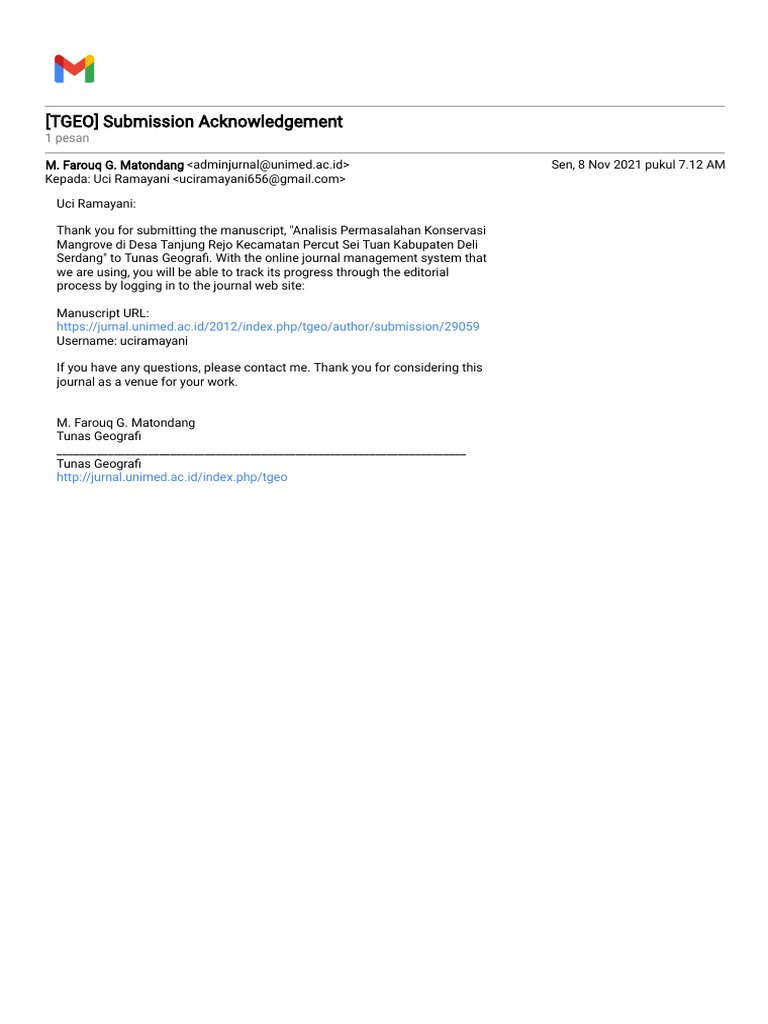 Gmail - (TGEO) Submission Acknowledgement | PDF | Science & Mathematics ...