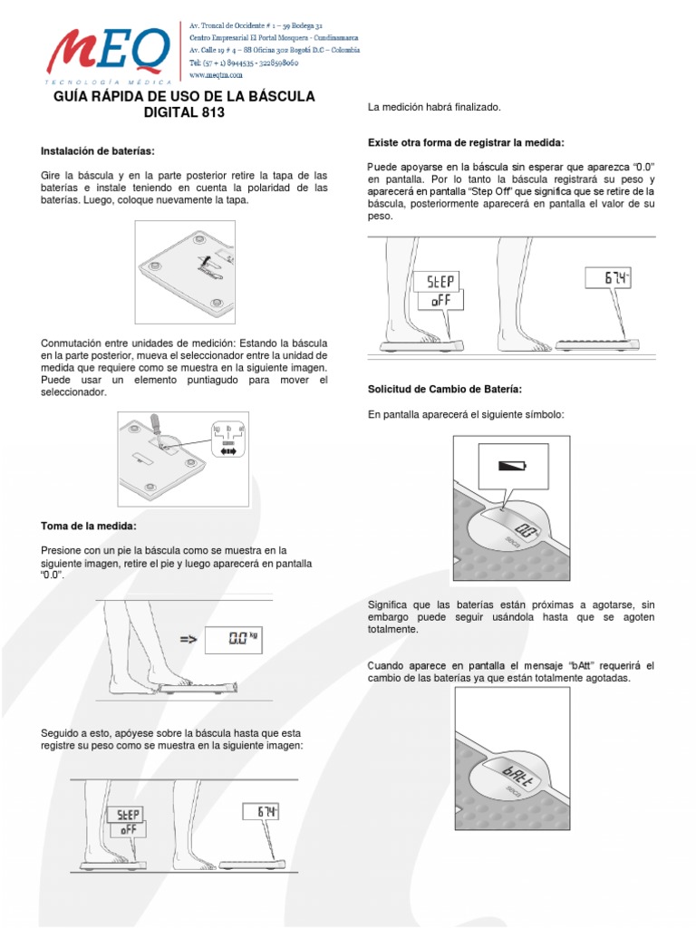 Guía Rápida de Uso de La Báscula Digital 813 | PDF | Medición | Balanza
