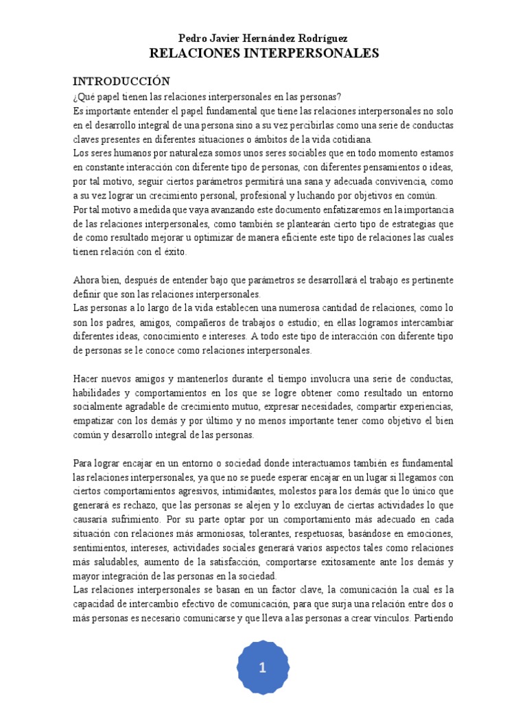 Relaciones Interpersonales | PDF | Relaciones interpersonales ...