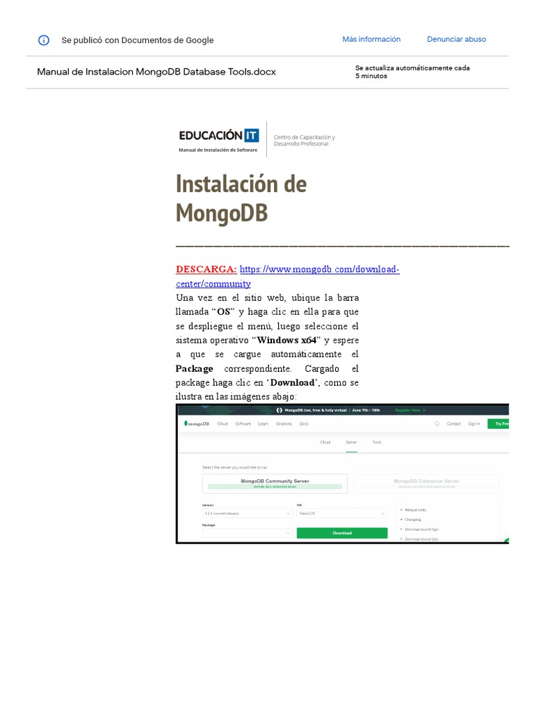 Guía de Instalación de MongoDB en Windows | PDF | Mongo Db | Ventana (informática)
