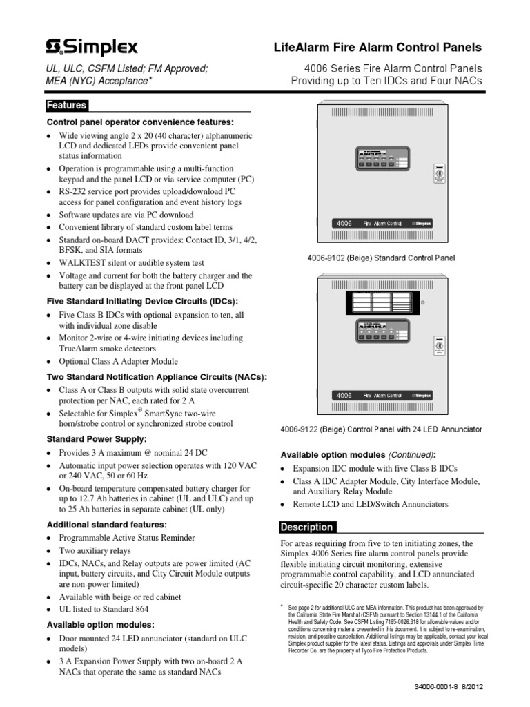 Panel Conventional 4006 | PDF | Relay | Power Supply