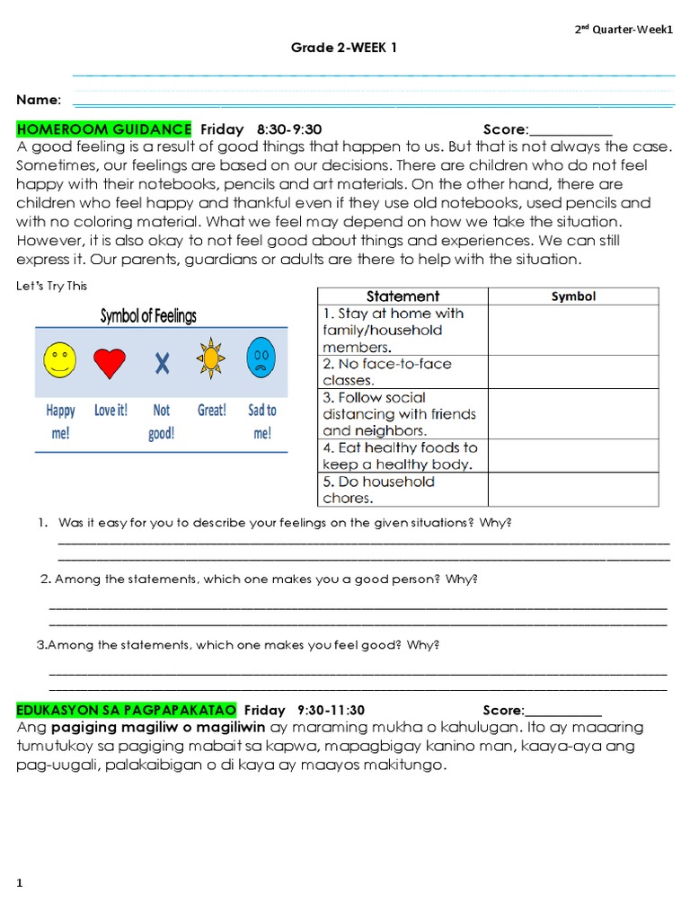 Q2 Week 1 Ans - Sheet | PDF