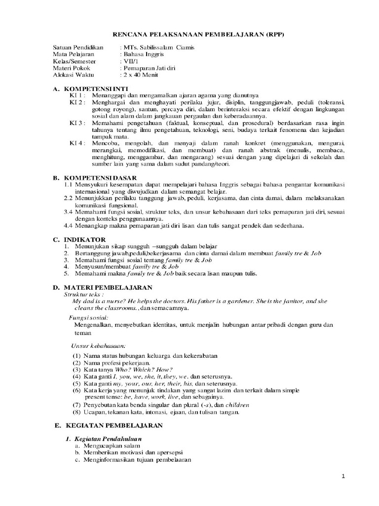 RPP Project Base Learning | PDF