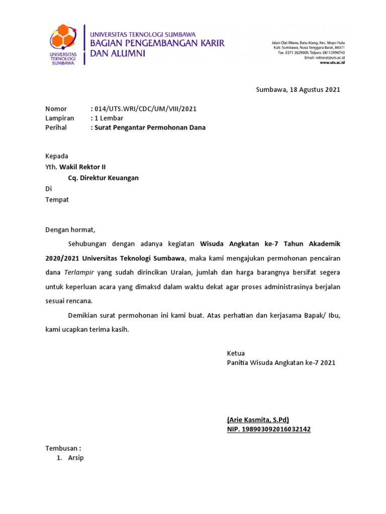 014 Surat Pengantar Pencairan Dana | PDF