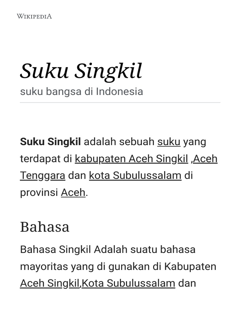 Suku Singkil di Aceh | PDF | Ilmu Sosial | Kajian Bahasa Asing