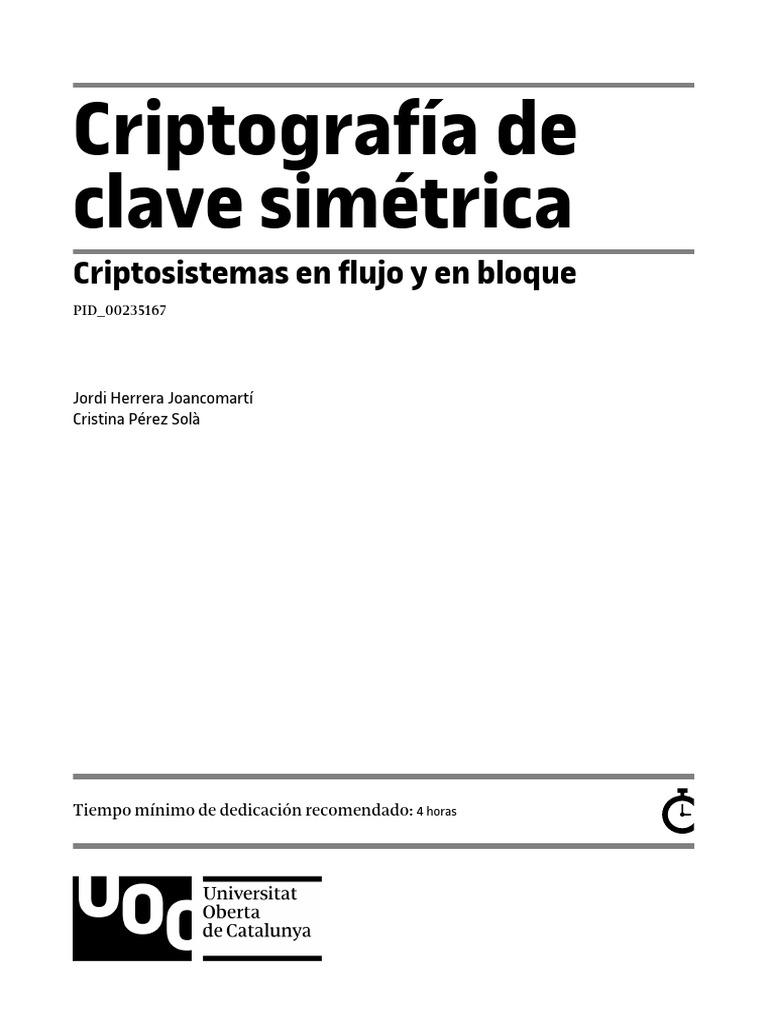 Módulo 2.3. Criptografía de Clave Simétrica | PDF | Clave (criptografía) | Cifrado