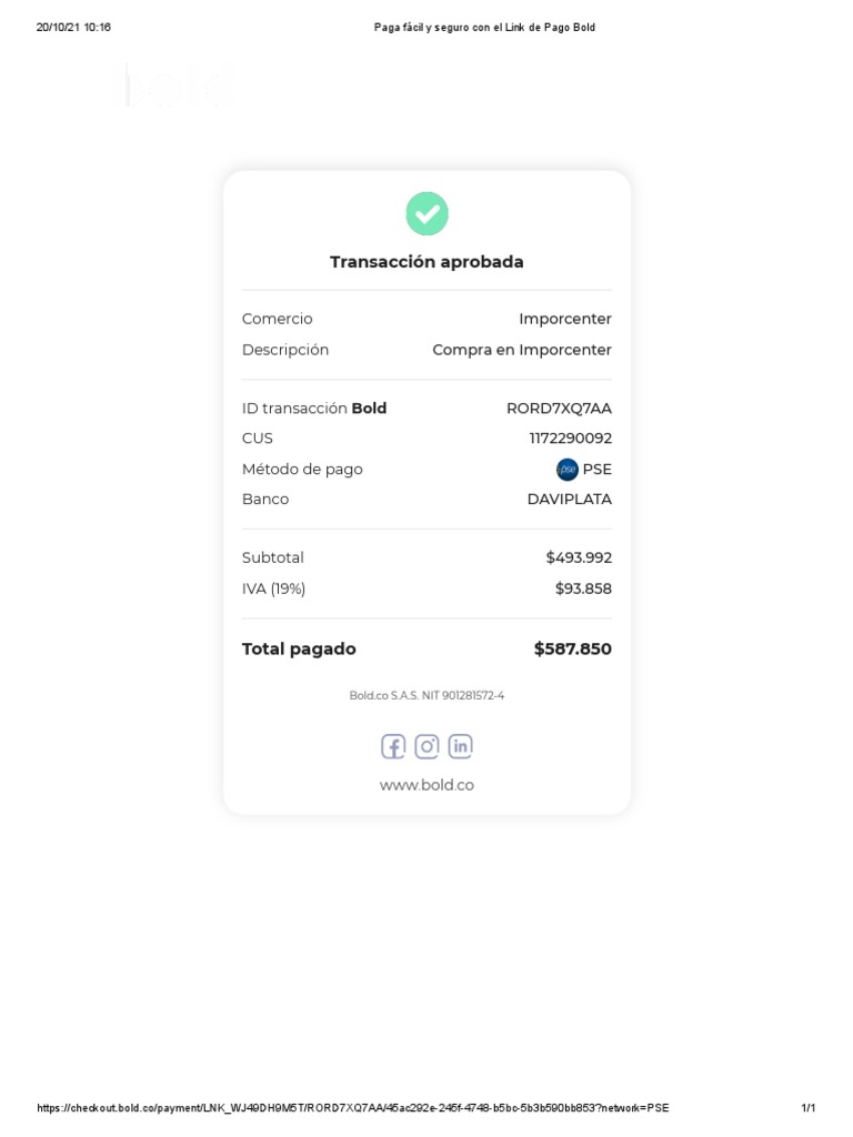 Comprobante de Pago COMPRA REDATEL | PDF