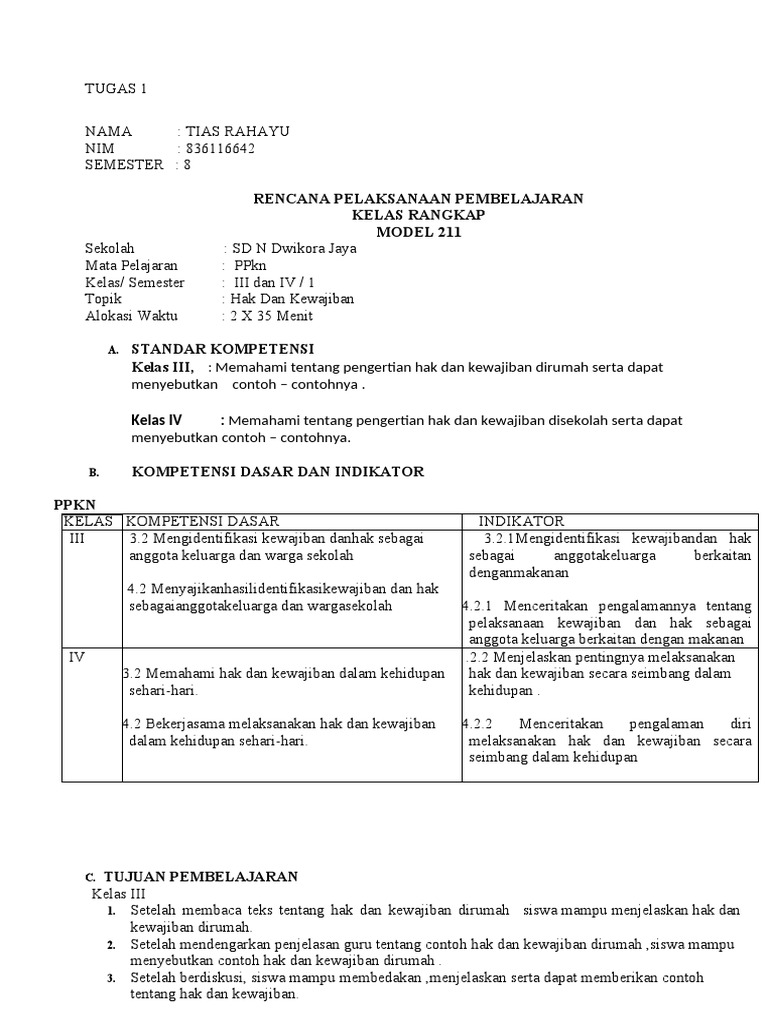 RPP PKR 211, APKG 1, UK 1-Dikonversi | PDF