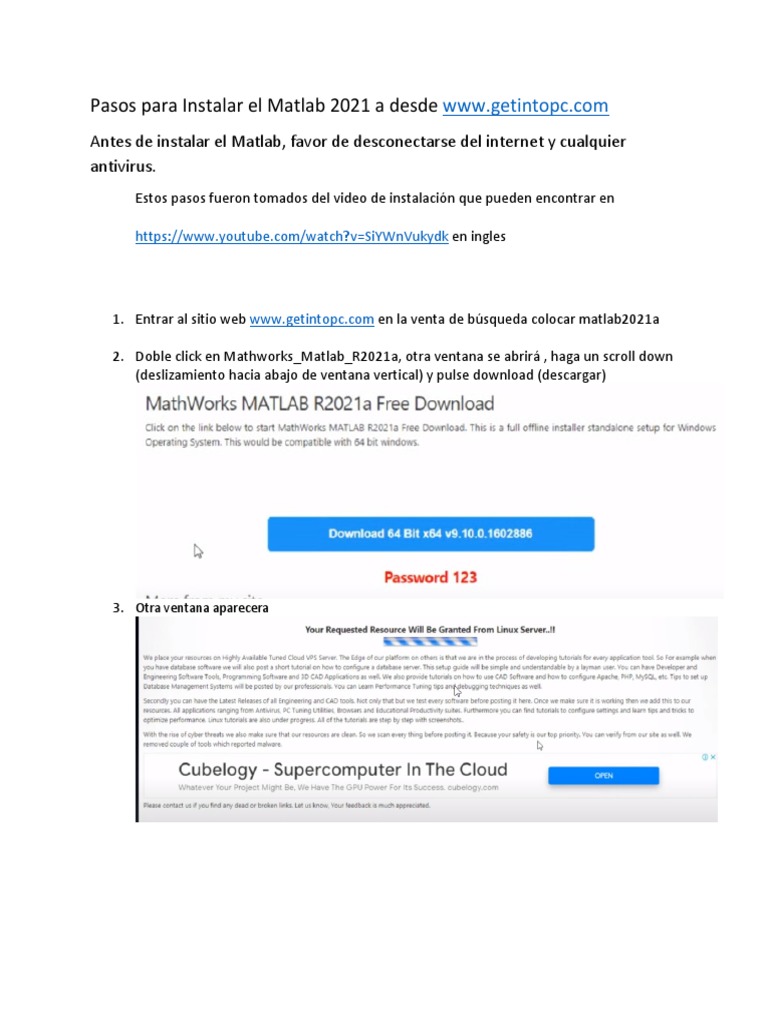 Pasos para Instalar El Matlab 2021 A | PDF | Ventana (informática ...