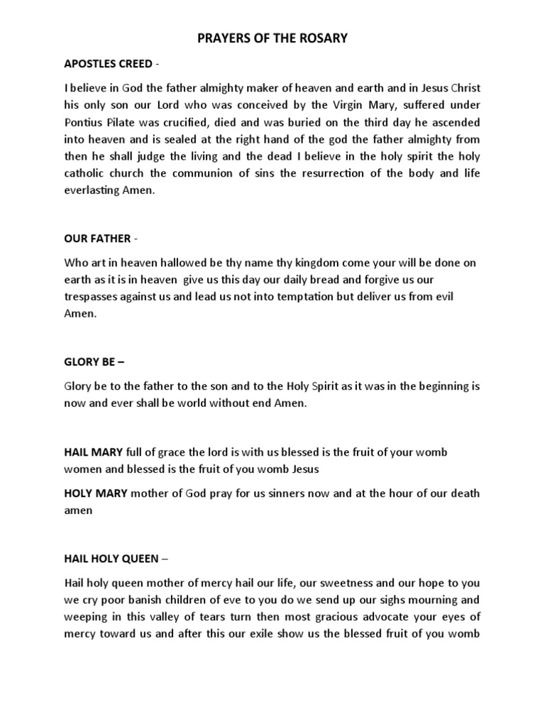 Prayers of The Rosary: Apostles Creed | PDF | Rosary | Jesus