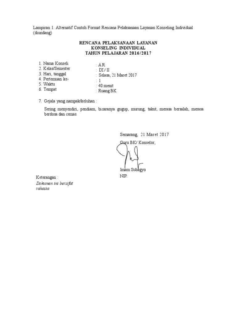 Format Konseling Individual Sekolah | PDF