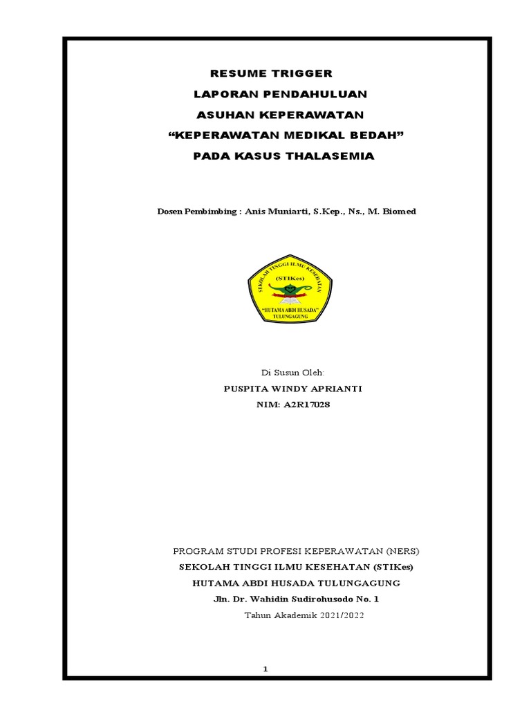 Resume + LP + Askep Thalasemia (PUSPITA WINDY) | PDF