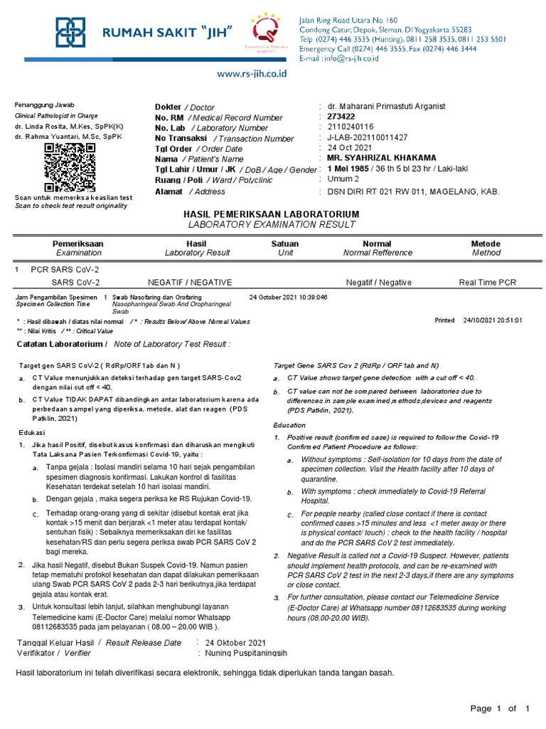 Hasil Pemeriksaan Laboratorium: Laboratory Examination Result | PDF ...
