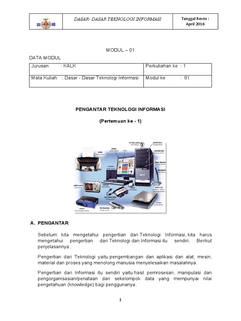 Pertemuan 1 - Pengantar TI (Latihan Soal) | PDF | Seni | Komputer