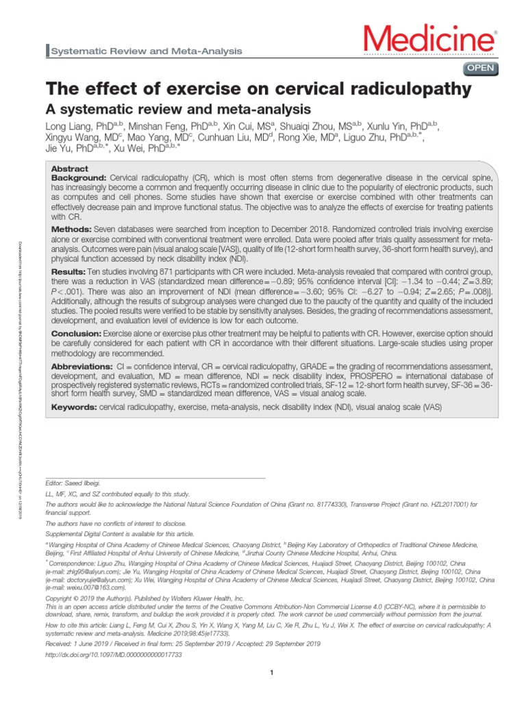 Cervical Radiculopathy | PDF | Meta Analysis | Randomized Controlled Trial