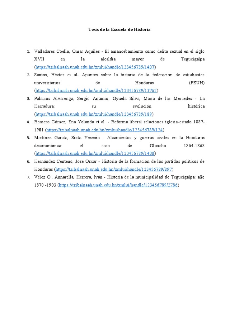 Tesis de La Escuela de Historia | PDF
