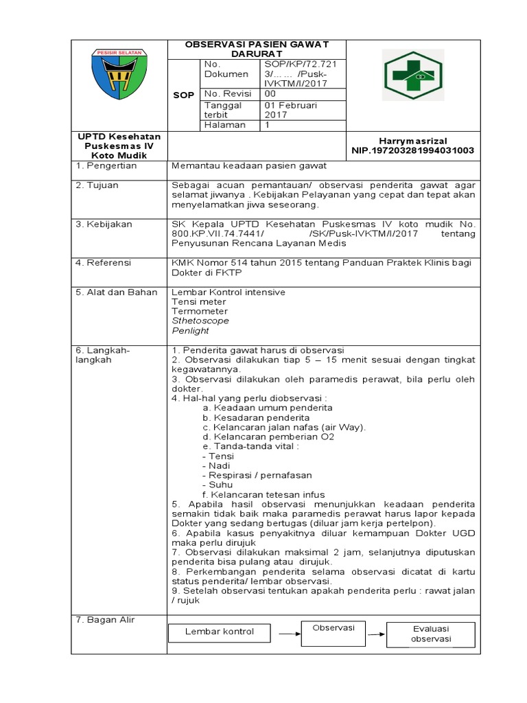 Sop Observasi Pasien Gadar | PDF