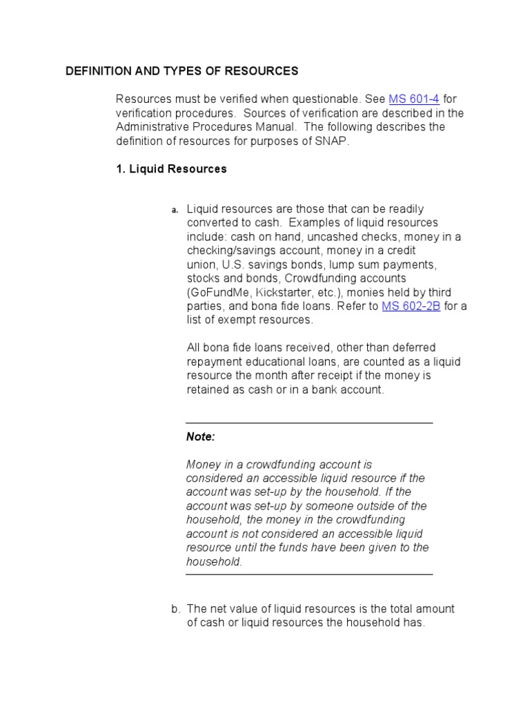 Definition and Types of Resources | PDF | Money | Supplemental ...