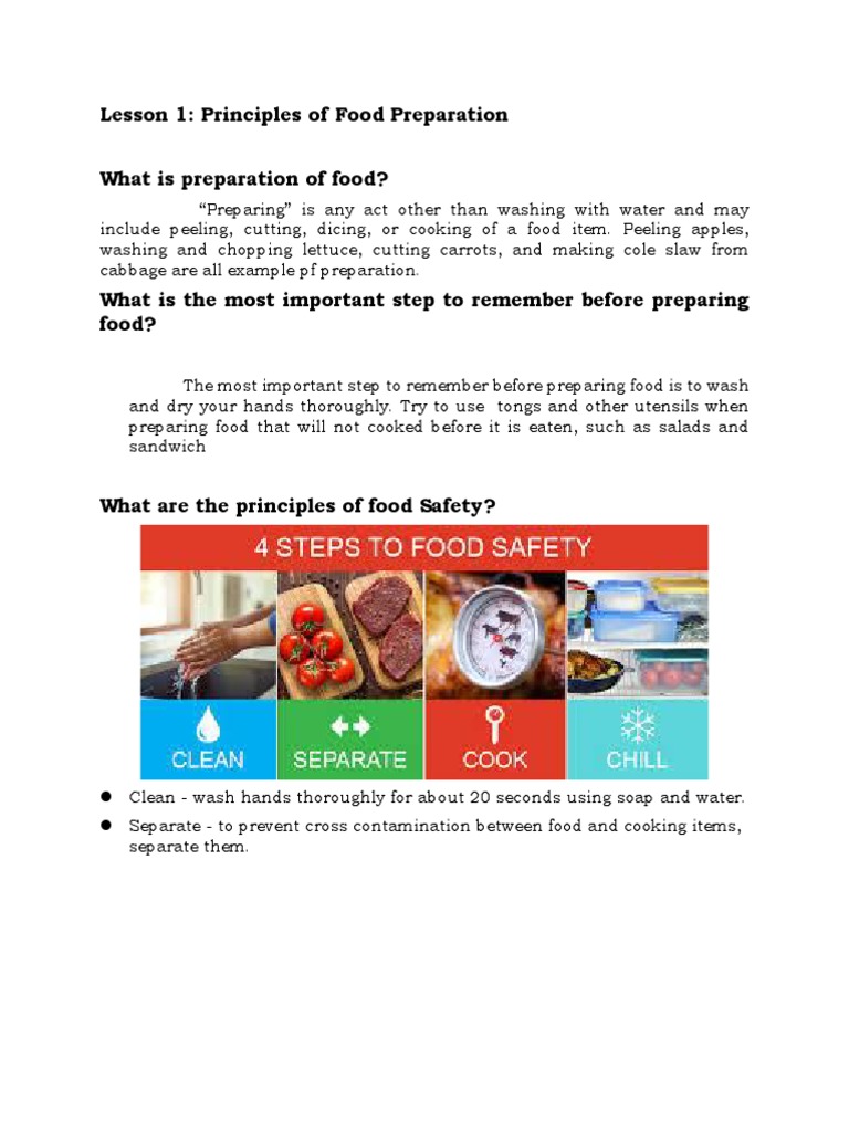 Lesson 1: Principles of Food Preparation What Is Preparation of Food ...