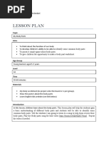 Lesson Plan Grade 1 Unit 1 - My Body | PDF | Lesson Plan | Cognitive ...