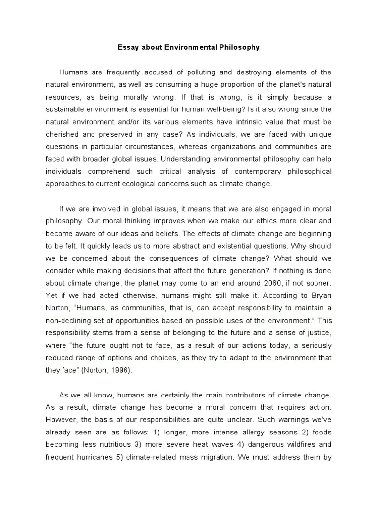 Environmental Ethics for Change | PDF | Natural Environment | Climate ...