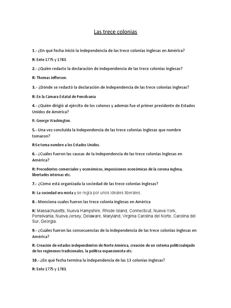 Las Trece Colonias | PDF