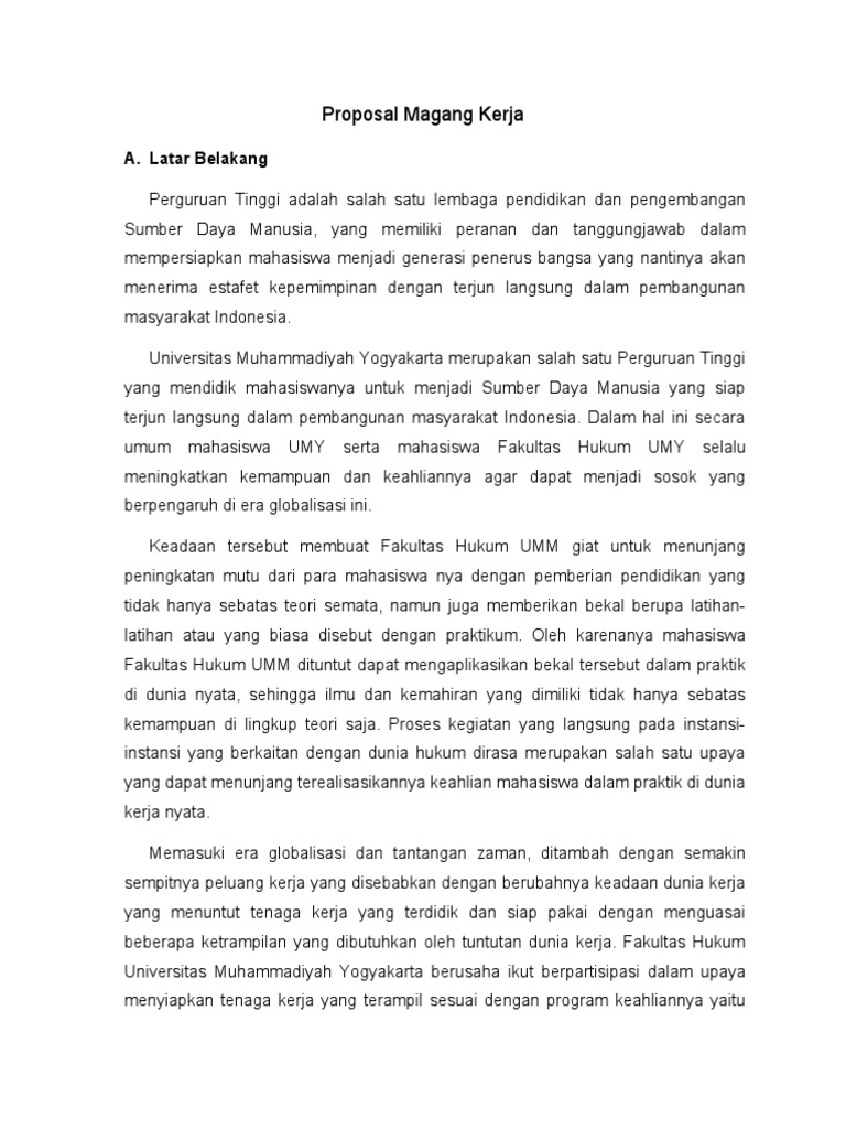 Proposal Magang Kerja | PDF | Karier & Perkembangan | Ilmu Sosial