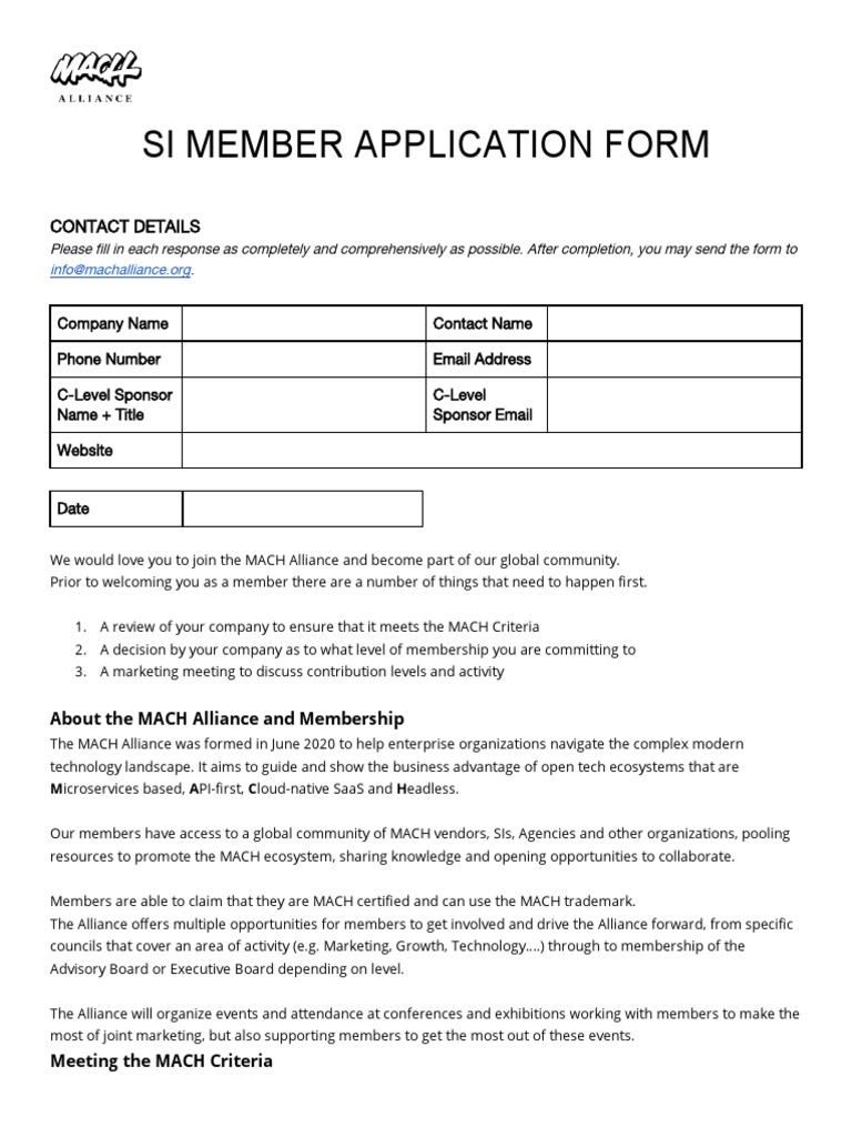 Mach Si Member Application Form-2021!10!18 - V7 | PDF | Software As A ...