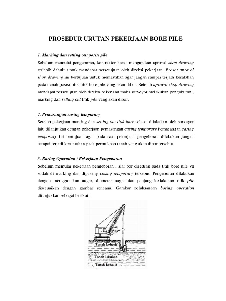 Metode Pelaksanaan Bore Pile 1 | PDF