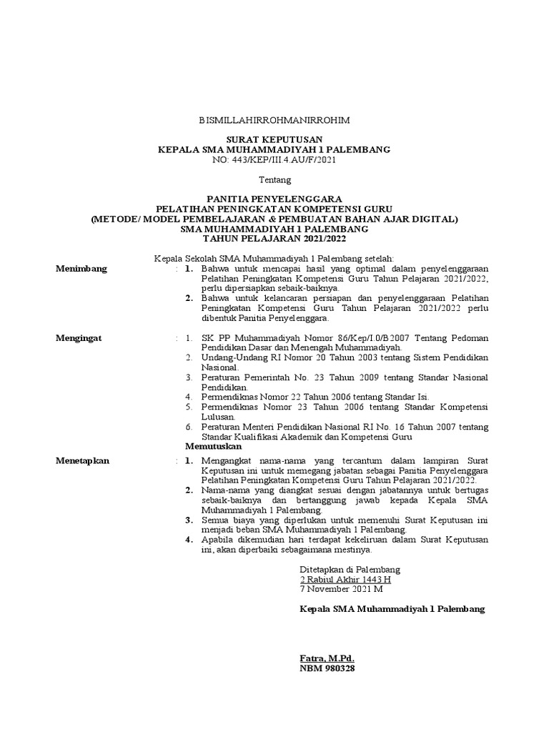 SK Panitia Workshop 2021 Rev 2 | PDF