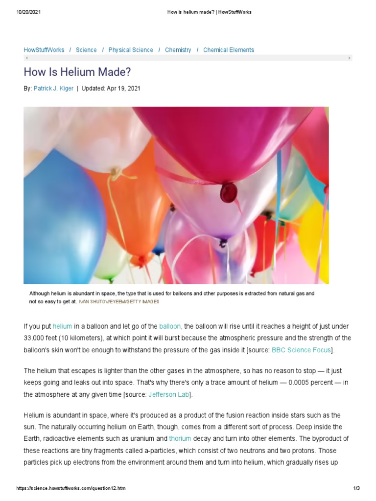 How Is Helium Made - HowStuffWorks | PDF | Helium | Chemical Elements