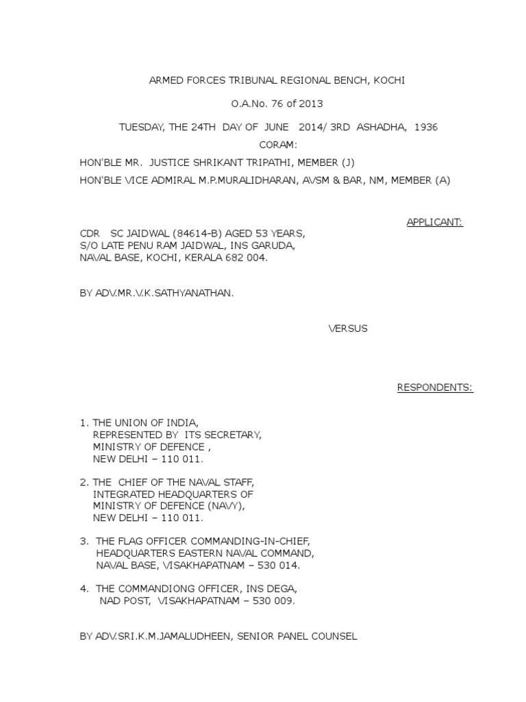 CDR SC Jaidwal | Download Free PDF | Court Martial | Prosecutor