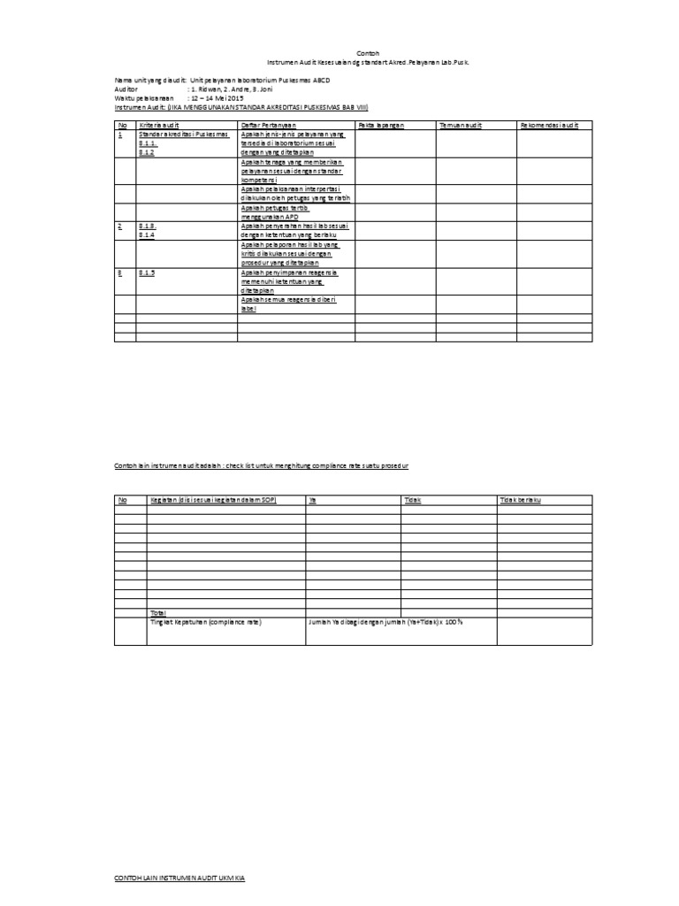 Contoh Instrumen Audit 1 | PDF